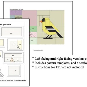 Goldfinch FPP Paper Pieced Quilt Block Pattern - Etsy