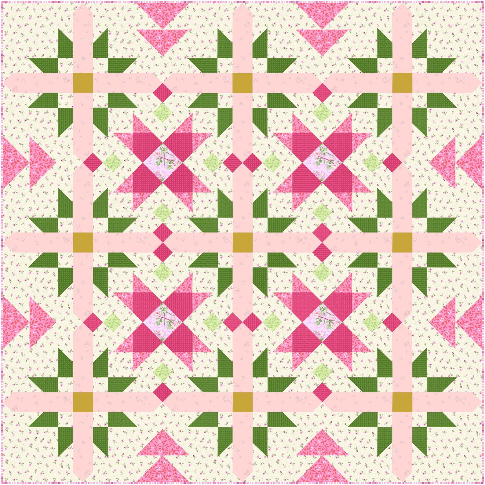 Spring Flowers Modern Quilt PDF Quilt Pattern Quilt | Etsy