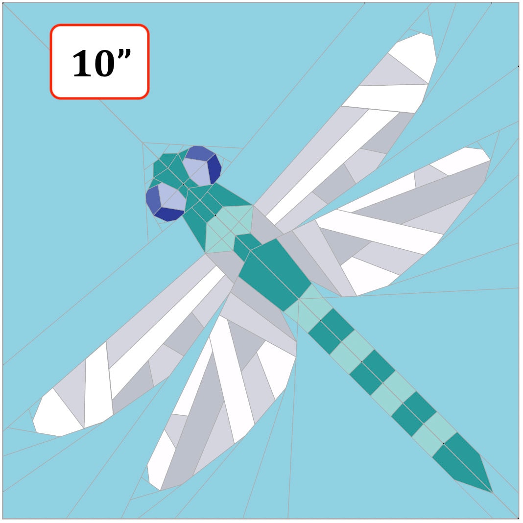 Dragonfly FPP, Foundation Paper Piecing Pattern, Dragonfly Quilt, Bug ...