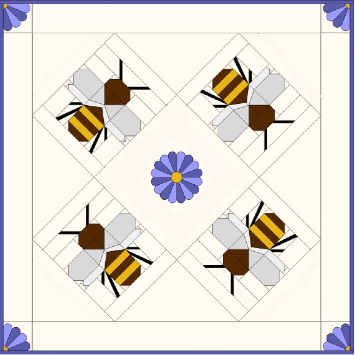 Bee Quilt Pattern PDF Quilt Pattern FPP Pattern Applique - Etsy