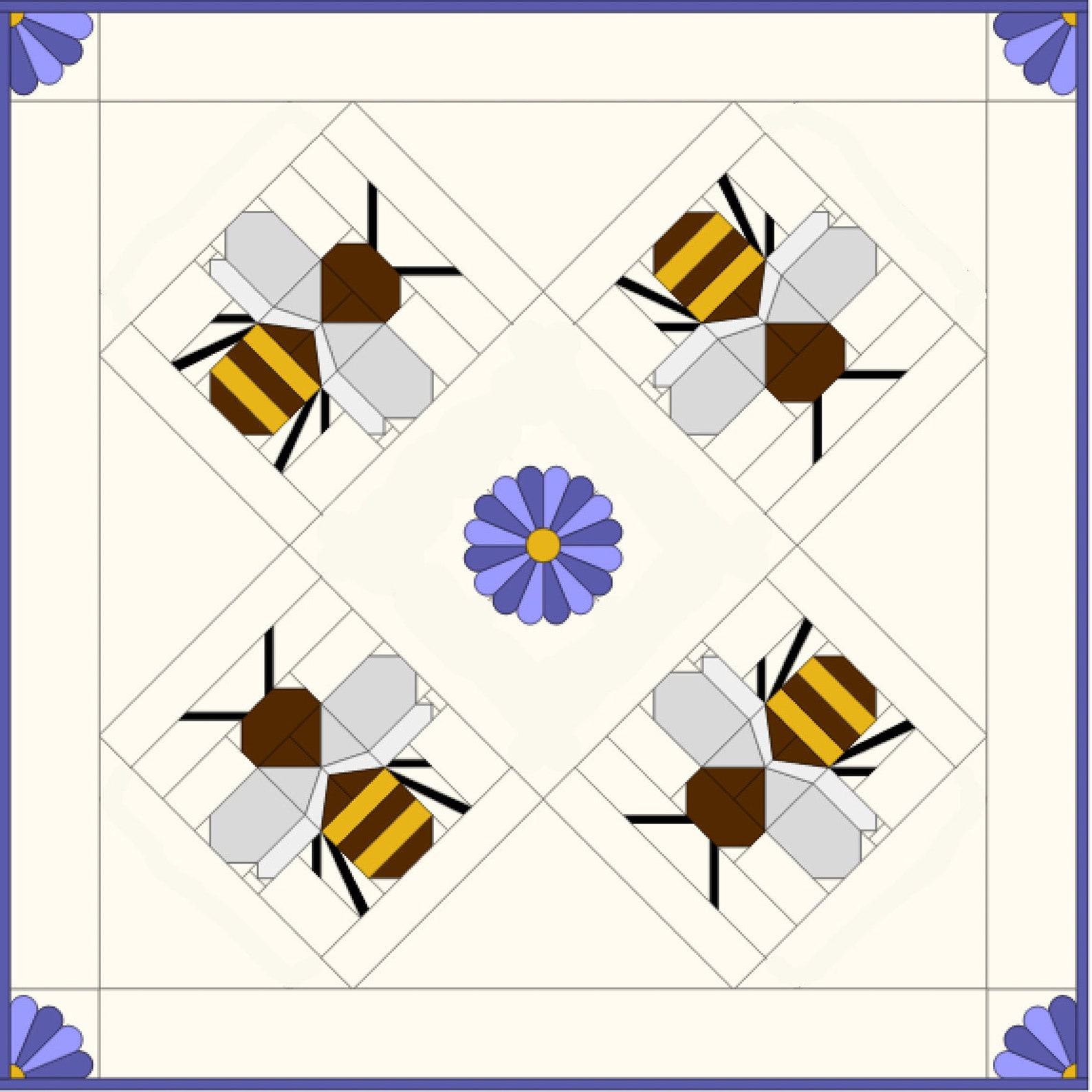 Bee Quilt Pattern PDF Quilt Pattern FPP Pattern Applique - Etsy