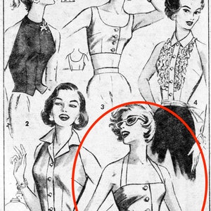PDF Pattern, Vintage Sewing Pattern, Fifties Halter Top, 1950s Sewing ...