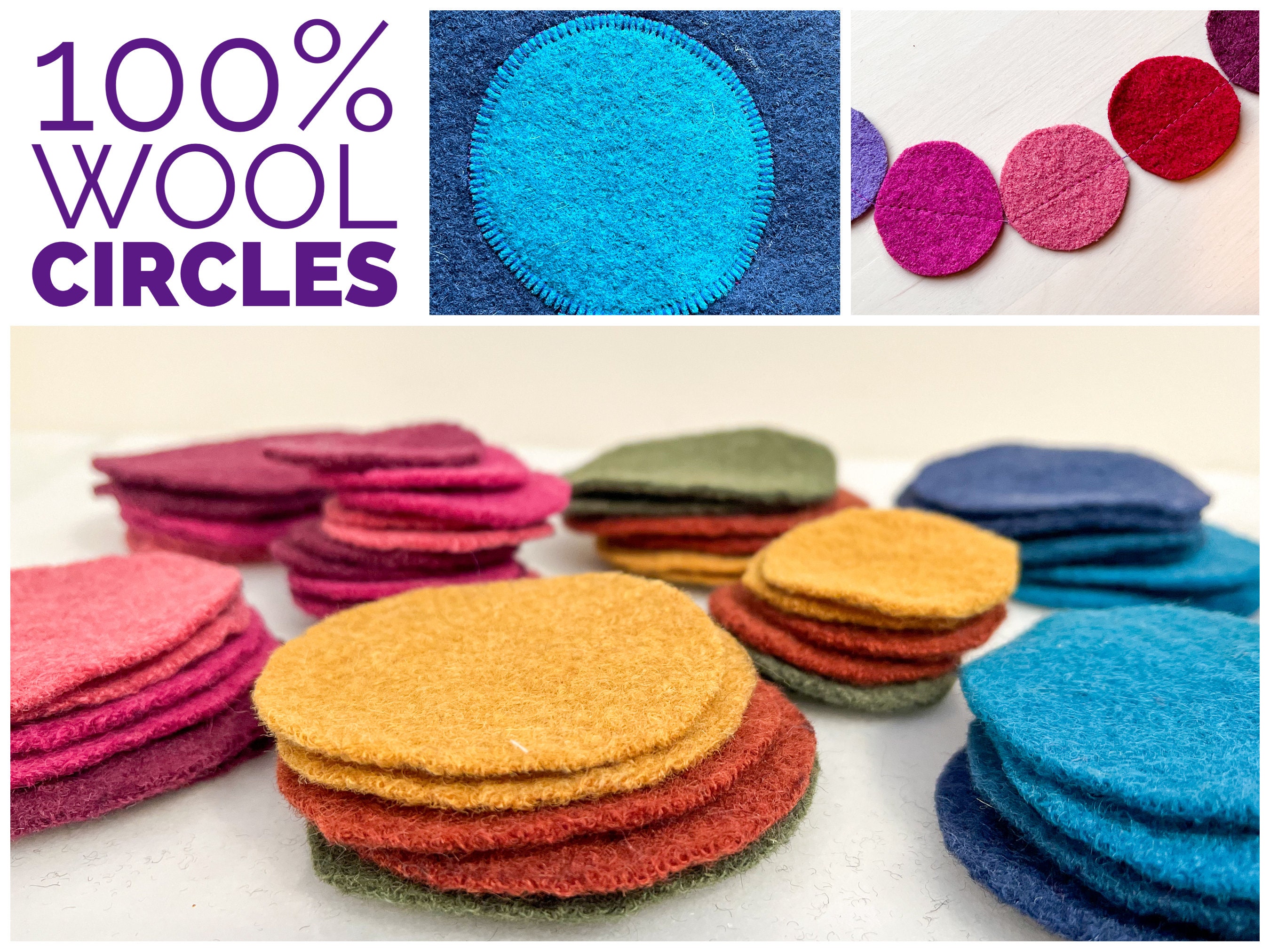 100% Boiled Wool Circles Pick a Color Set 2 - Etsy