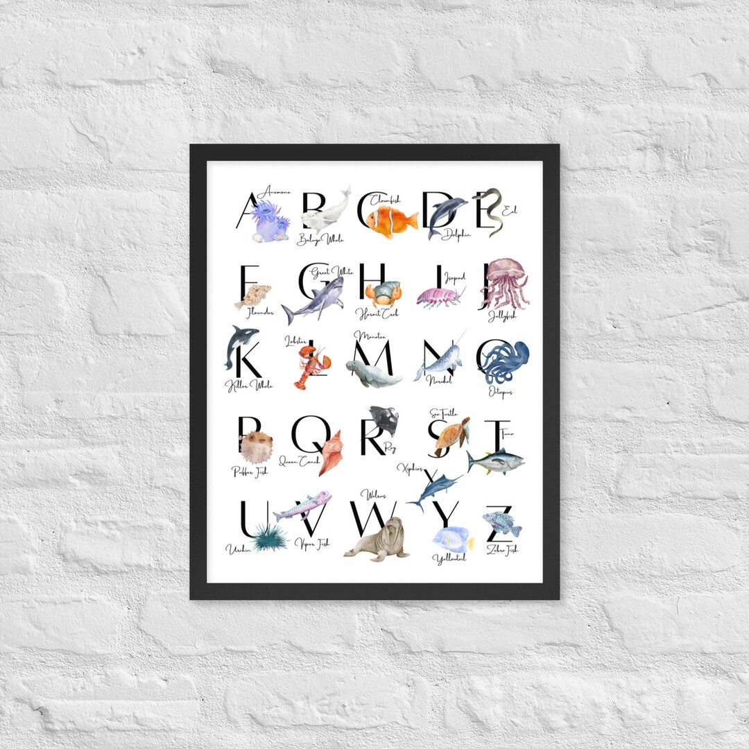 Framed Alphabet Sea Creatures Wall Art - Etsy
