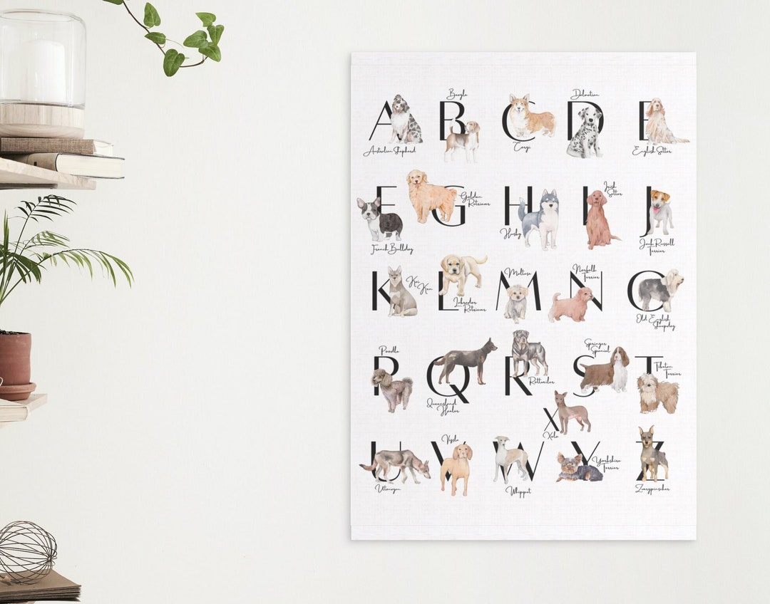 Printable Alphabet Dog Breeds Wall Art, Instant Download, Dog Nursery ...