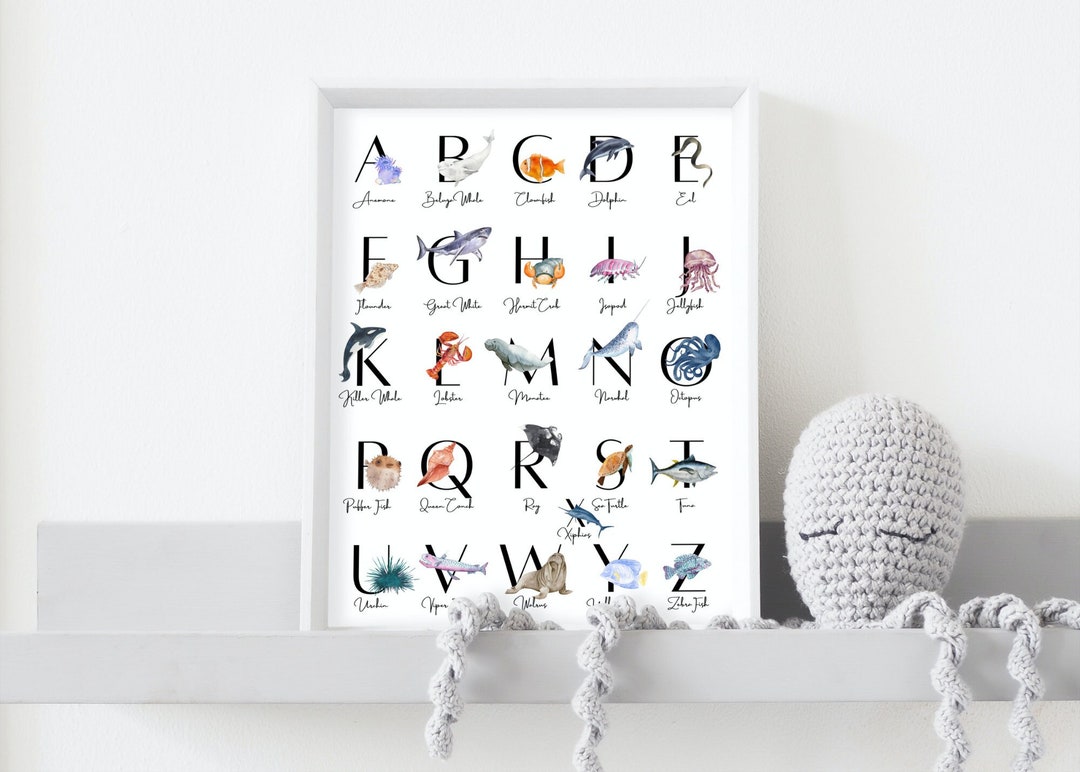 Printable Alphabet Sea Creatures Wall Art, Instant Download, Sea Animal ...