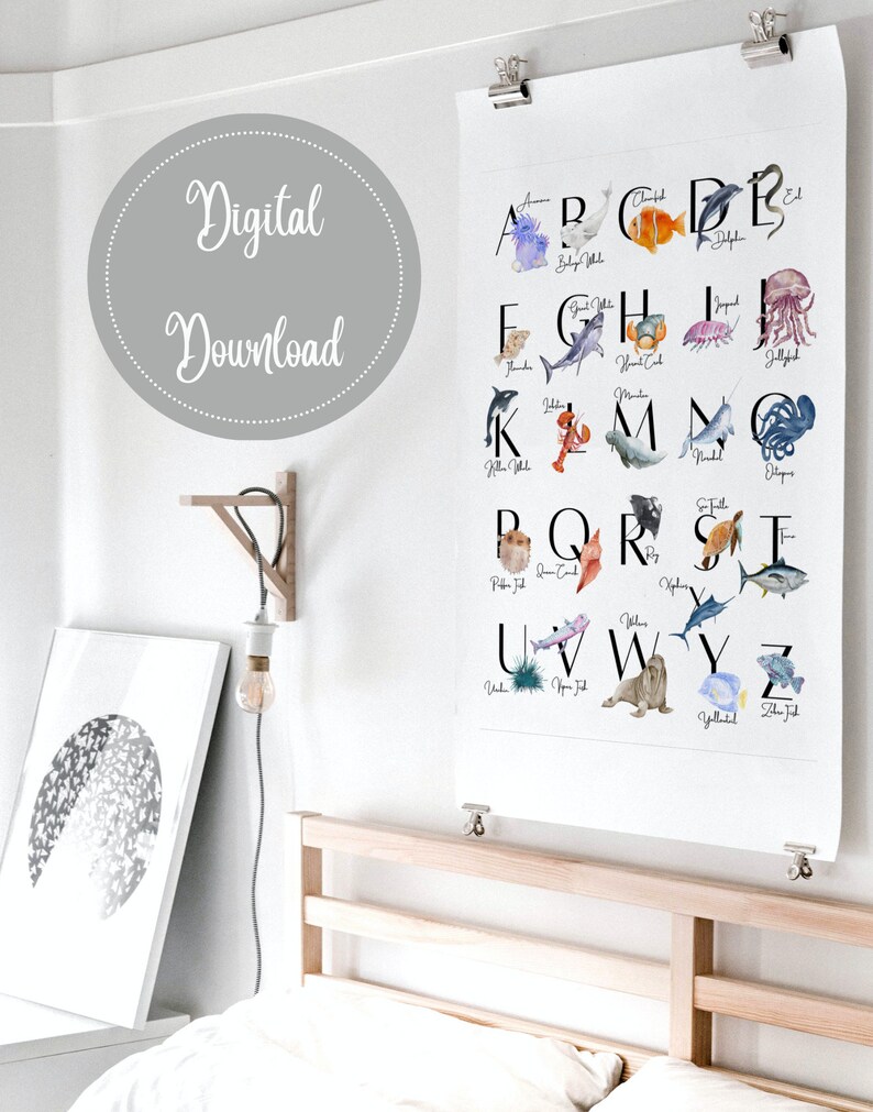 Printable Alphabet Sea Creatures Wall Art Instant Download - Etsy
