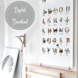 Printable Alphabet Animal Wall Art, Instant Download, Safari Nursery ...