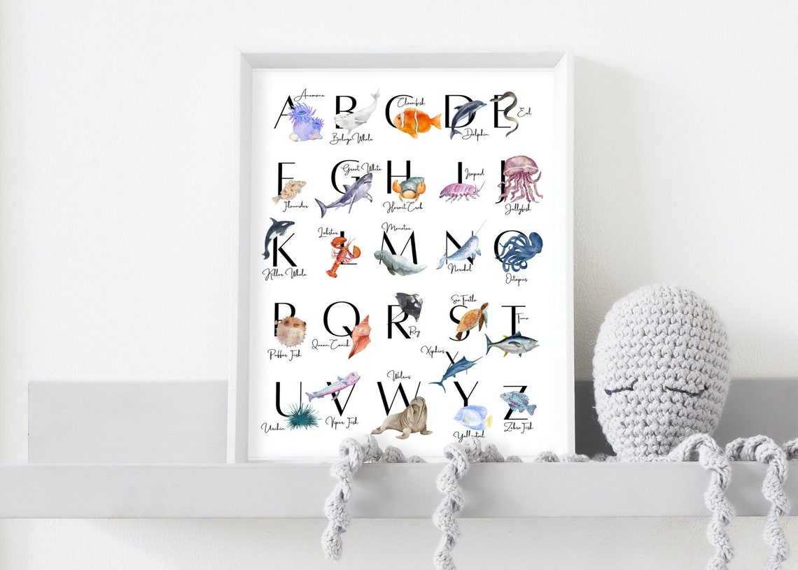 Printable Alphabet Sea Creatures Wall Art Instant Download - Etsy