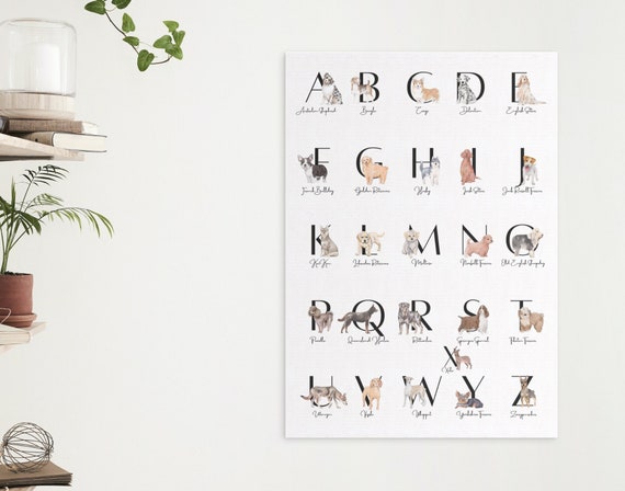 Printable Alphabet Dog Breeds Wall Art Instant Download Dog - Etsy