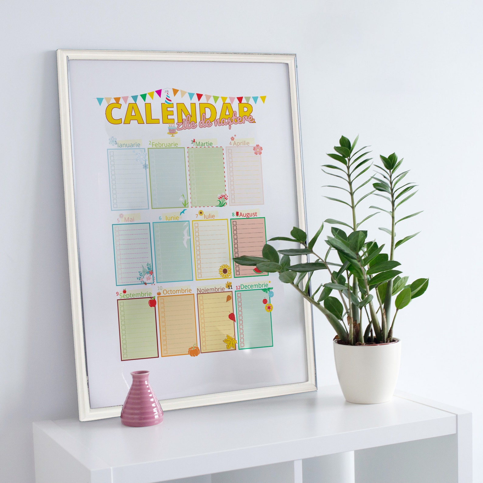 Birthday Calendar Printable Fillable Editable, Perpetual Calendar ...