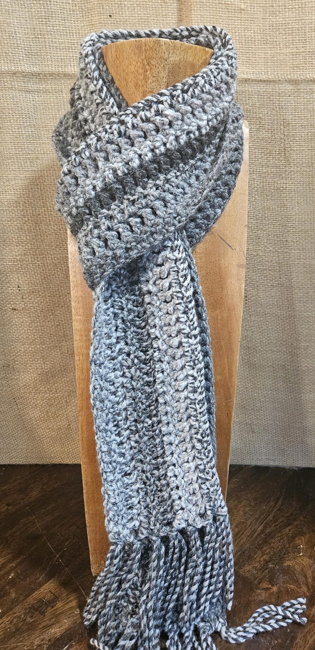 Long Crocheted Scarf - Steel Grey - Etsy