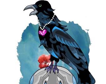 Raven painting | Etsy