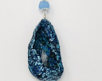 Recycled Paper Pulp Stone Geode Pendant Necklace With Clear - Etsy