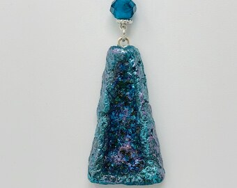 Recycled Paper Pulp Stone Geode Pendant Necklace With Clear - Etsy