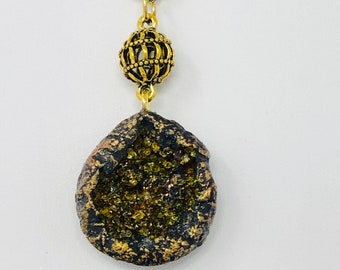 Recycled Paper Pulp Stone Geode Pendant Necklace With Clear | Etsy