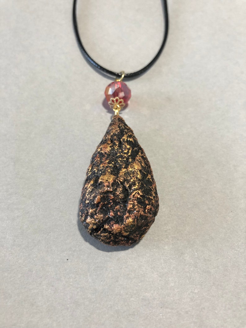 Recycled Paper Pulp Stone Geode Pendant Necklace With Clear Quartz ...