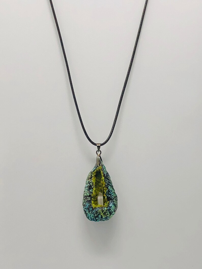 Recycled Paper Pulp Stone Geode Pendant Necklace With Clear - Etsy