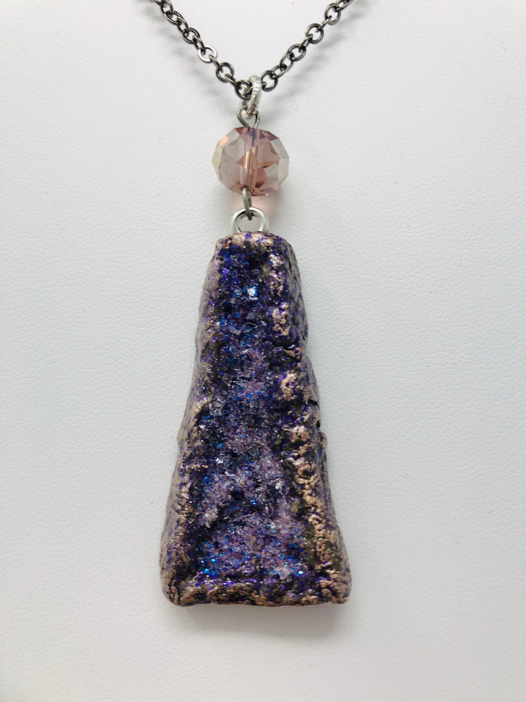Recycled Paper Pulp Stone Trapezoid Geode Pendant Necklace - Etsy