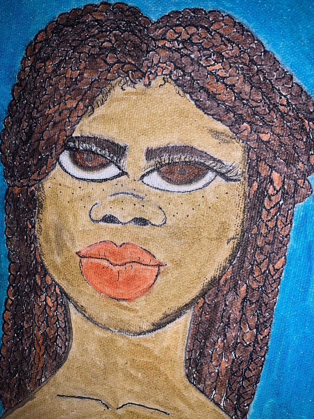 African American Girl Drawing Canvas Etsy