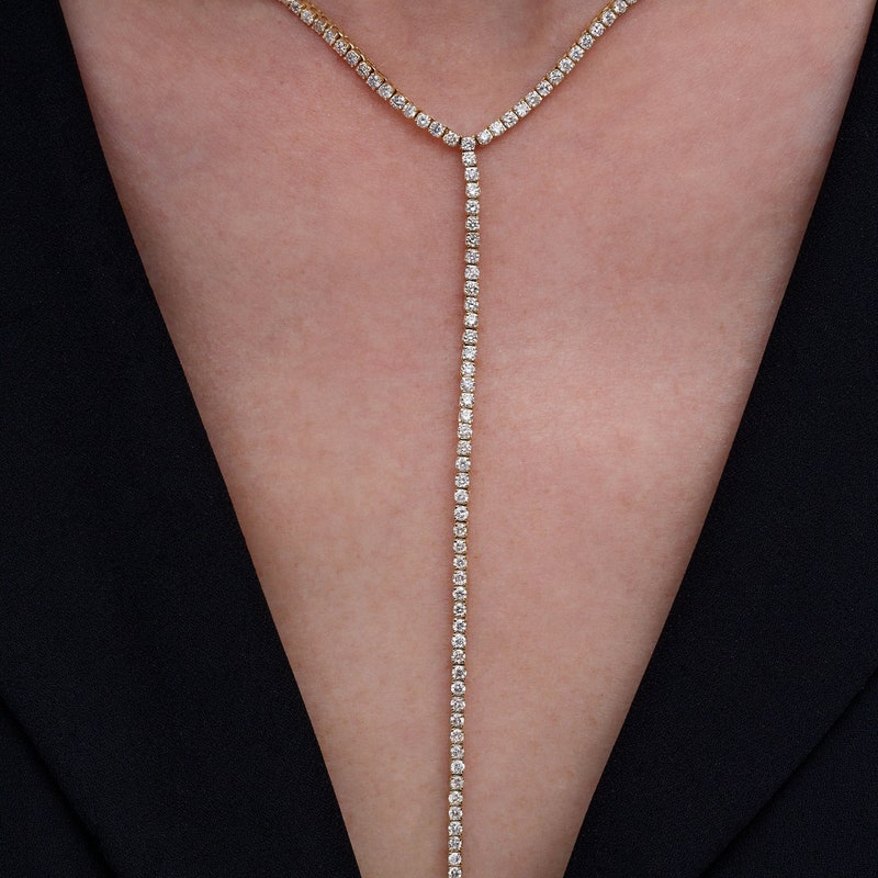 Diamond Lariat Necklace - Etsy