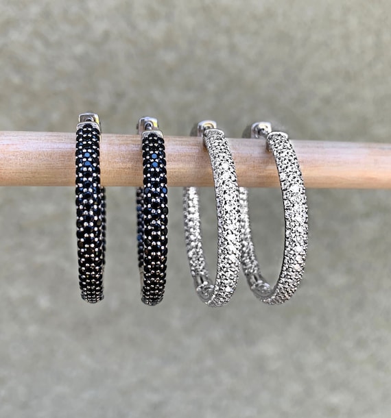 Large Diamond Hoop Earrings Big Diamond Hoop Earrings - Etsy