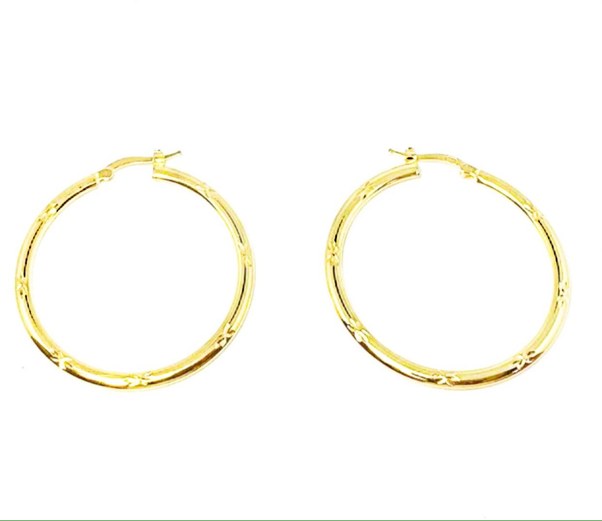 Diamond Cut Hoops Medium Hoops Classic Gold Plated Hoops - Etsy 日本
