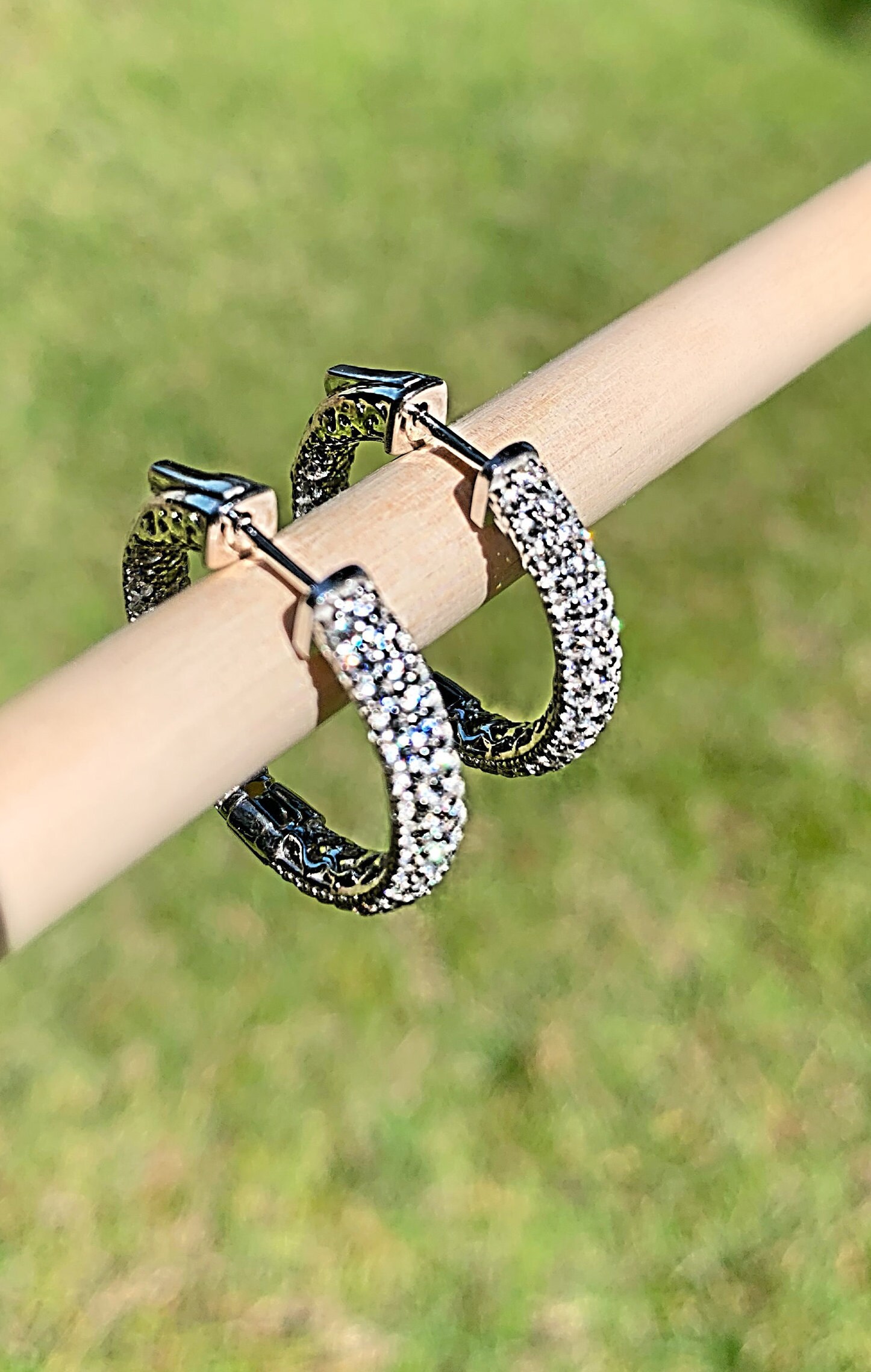 Inside Out CZ Hoops 1 Inch Pave Hoop Cubic Zirconia Hoop - Etsy