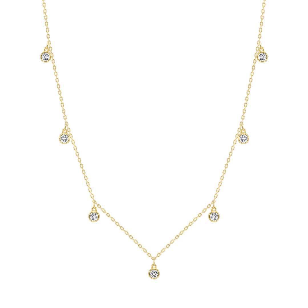 Tiny Diamond Necklace | Dainty Dangle Necklace | Tiny CZ Drop Necklace ...