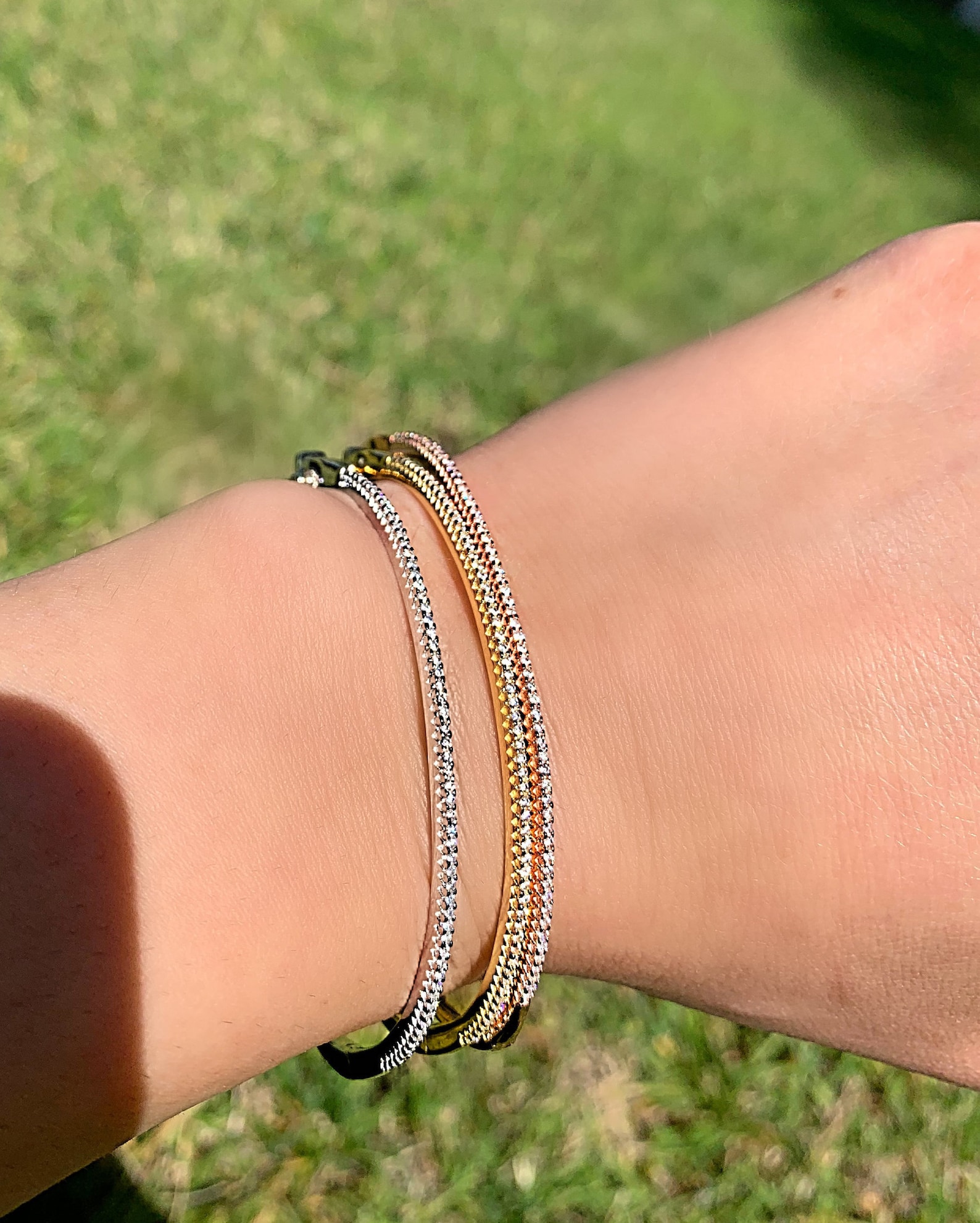 Skinny Diamond Bangle Bracelet Push Lock Bracelet Oval | Etsy