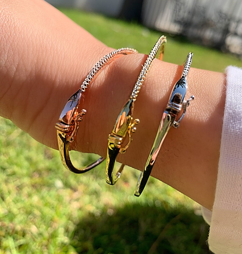 Skinny Diamond Bangle Bracelet Push Lock Bracelet Oval - Etsy