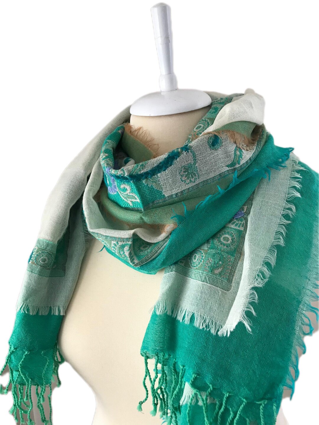 Unique Hand Embroidered Wool Shawl Floral Wool Pashmina Scarf-wrap ...