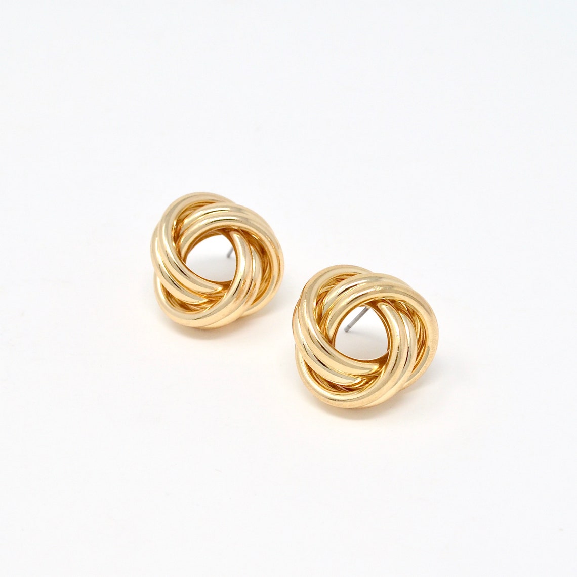 Knot Stud Earrings Gold Color, Bridesmaid Knot Earrings, Knotted Tie ...