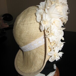 Vintage White Straw Flapper Wedding Hat Size 22 - Etsy
