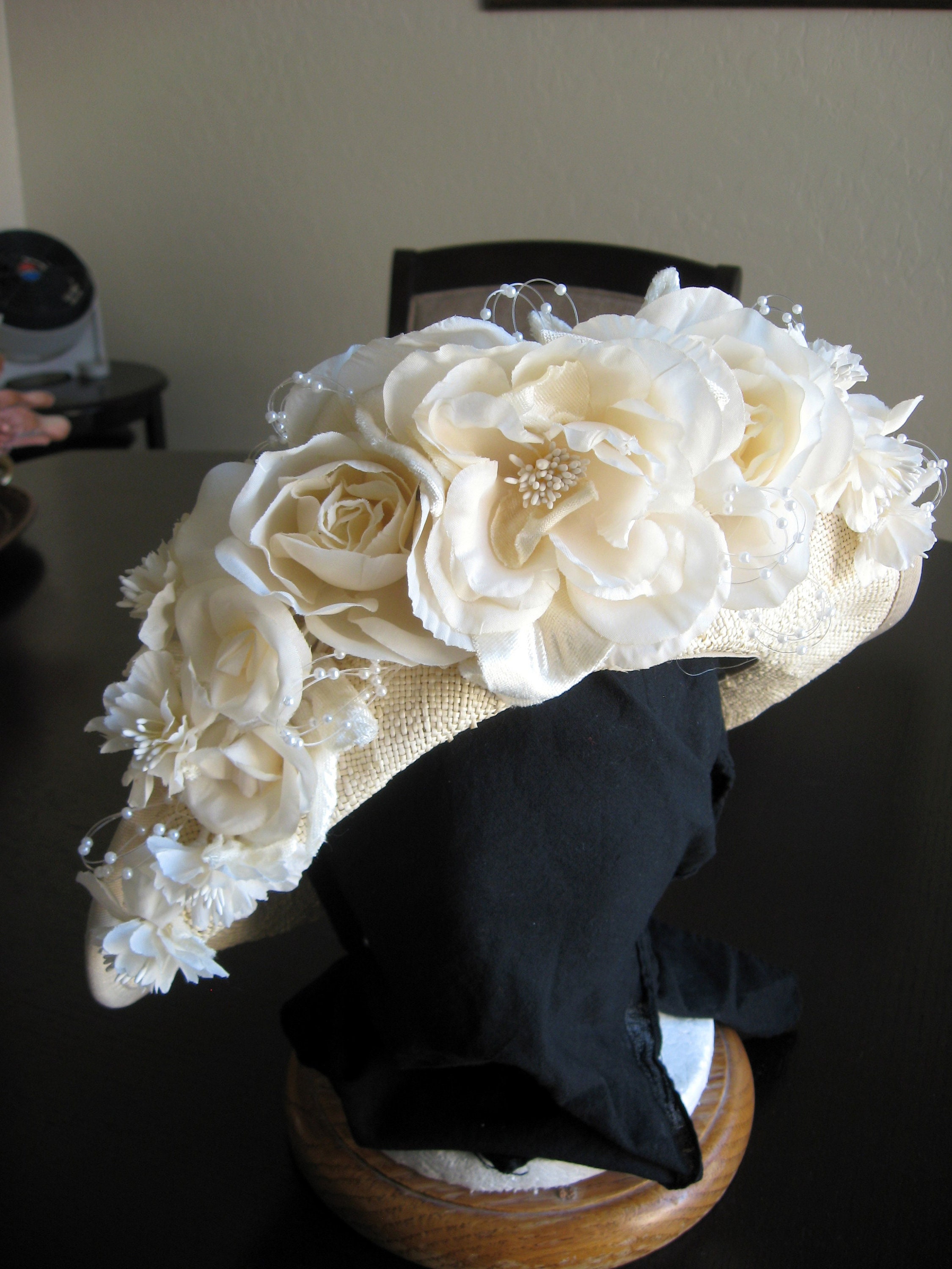 Vintage White Straw Flapper Wedding Hat Size 22 - Etsy