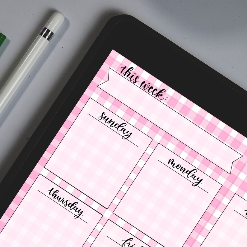 Pink Gingham Bullet Journal Printable Weekly Spread - Etsy