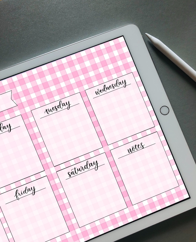 Pink Gingham Bullet Journal Printable Weekly Spread - Etsy