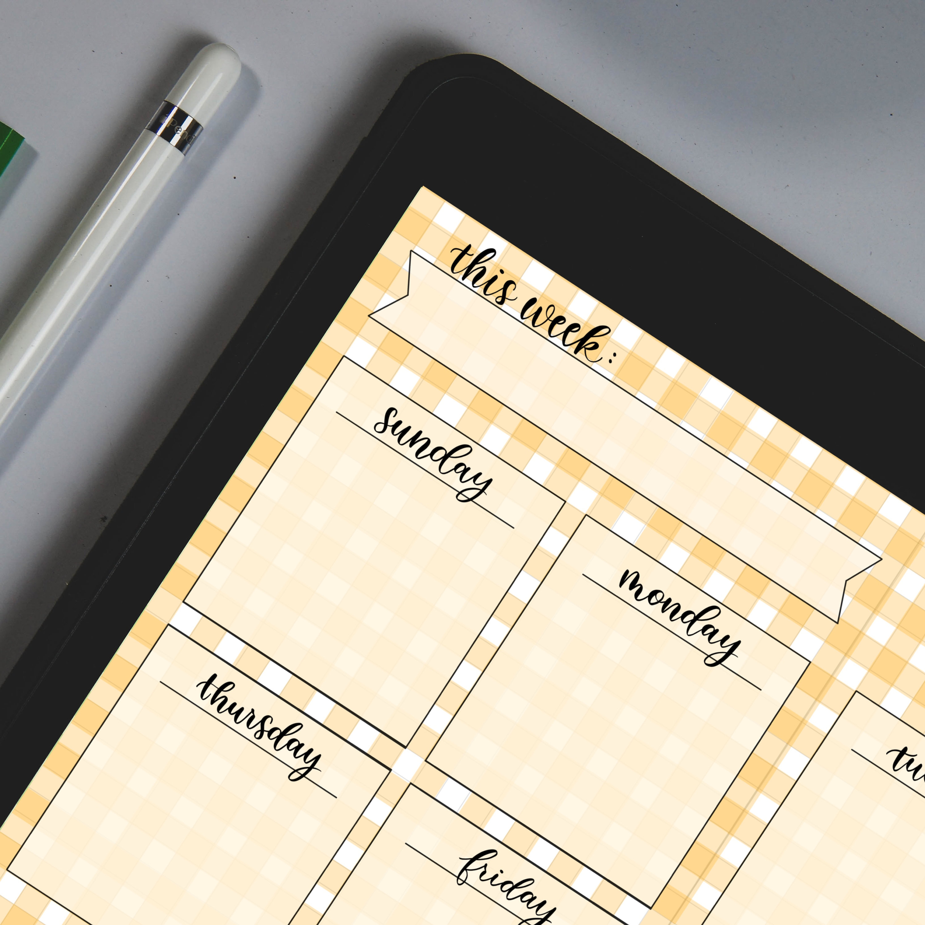 Yellow Gingham Bullet Journal Printable Weekly Spread - Etsy