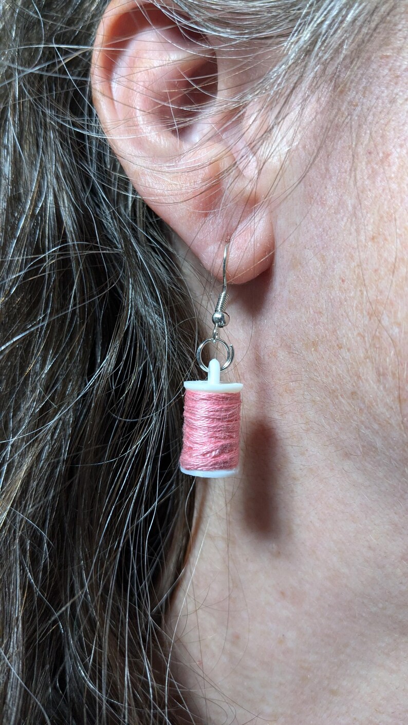 Mini Spool Sewing Thread 3D Printed Earrings - Etsy