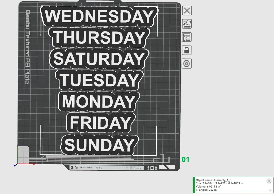 3D Printed Days of the Week or Months of the Year - Etsy