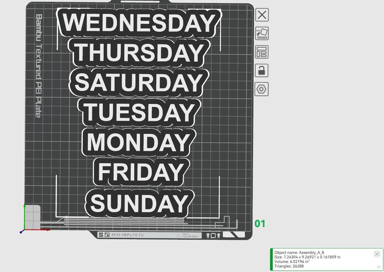 3D Printed Days of the Week or Months of the Year - Etsy