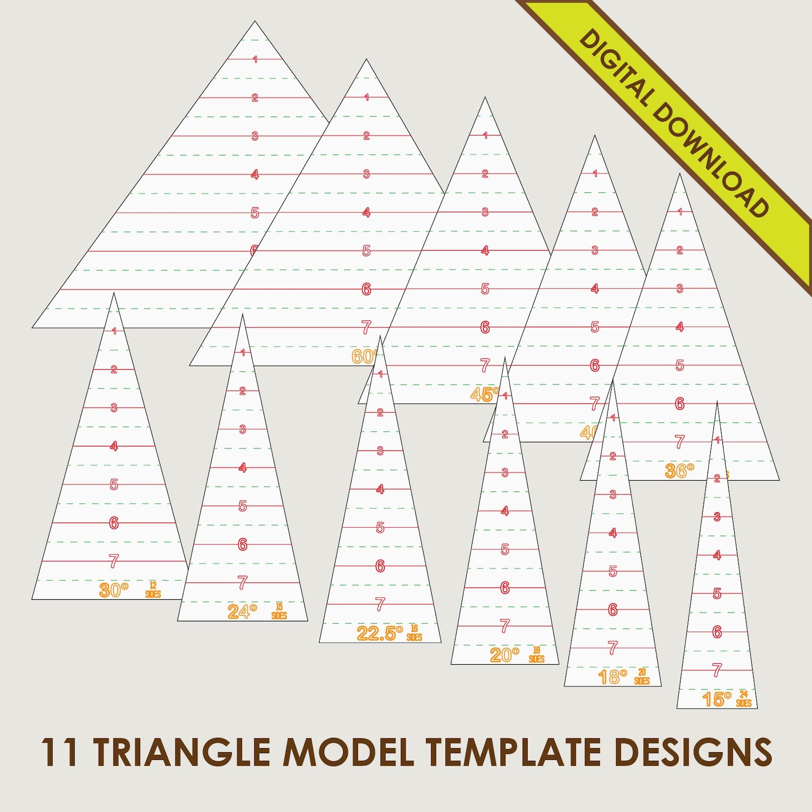 Triangle Multi-angle Model Template Designs SVG for Woodworking ...
