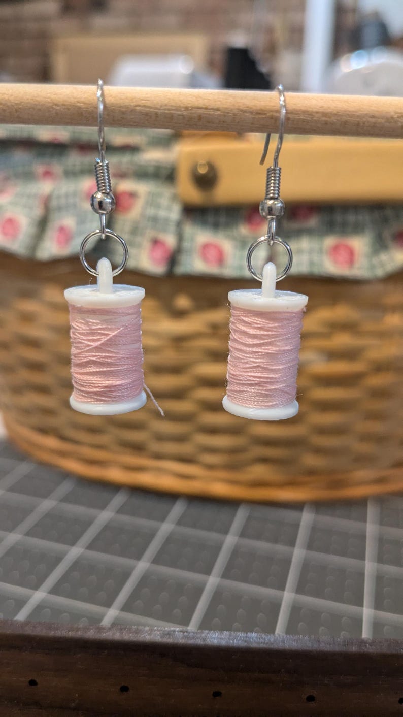 Mini Spool Sewing Thread 3D Printed Earrings - Etsy