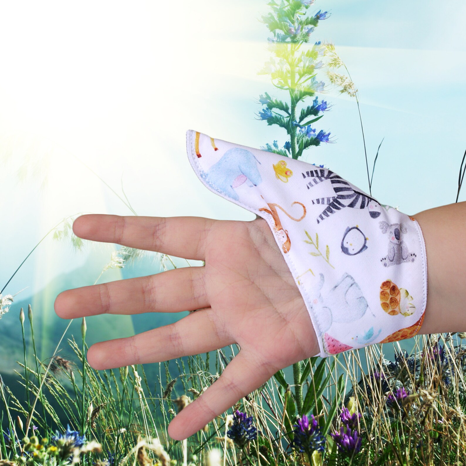 Thumb guard in a wild animal themed fabric to help children | Etsy