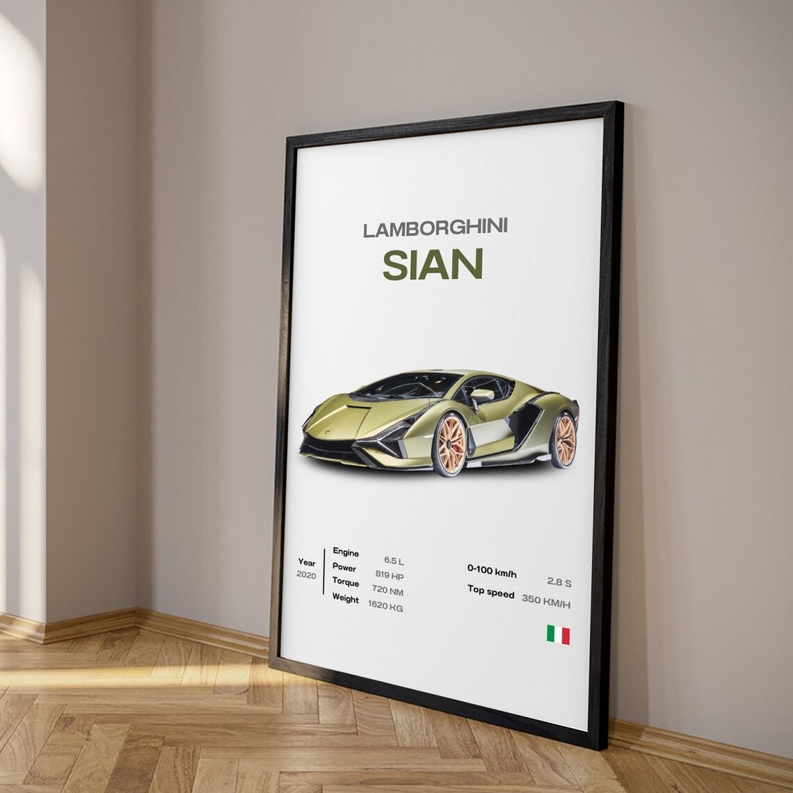 Lamborghini Sian Poster, Mid Century Modern Car Poster, Retro ...