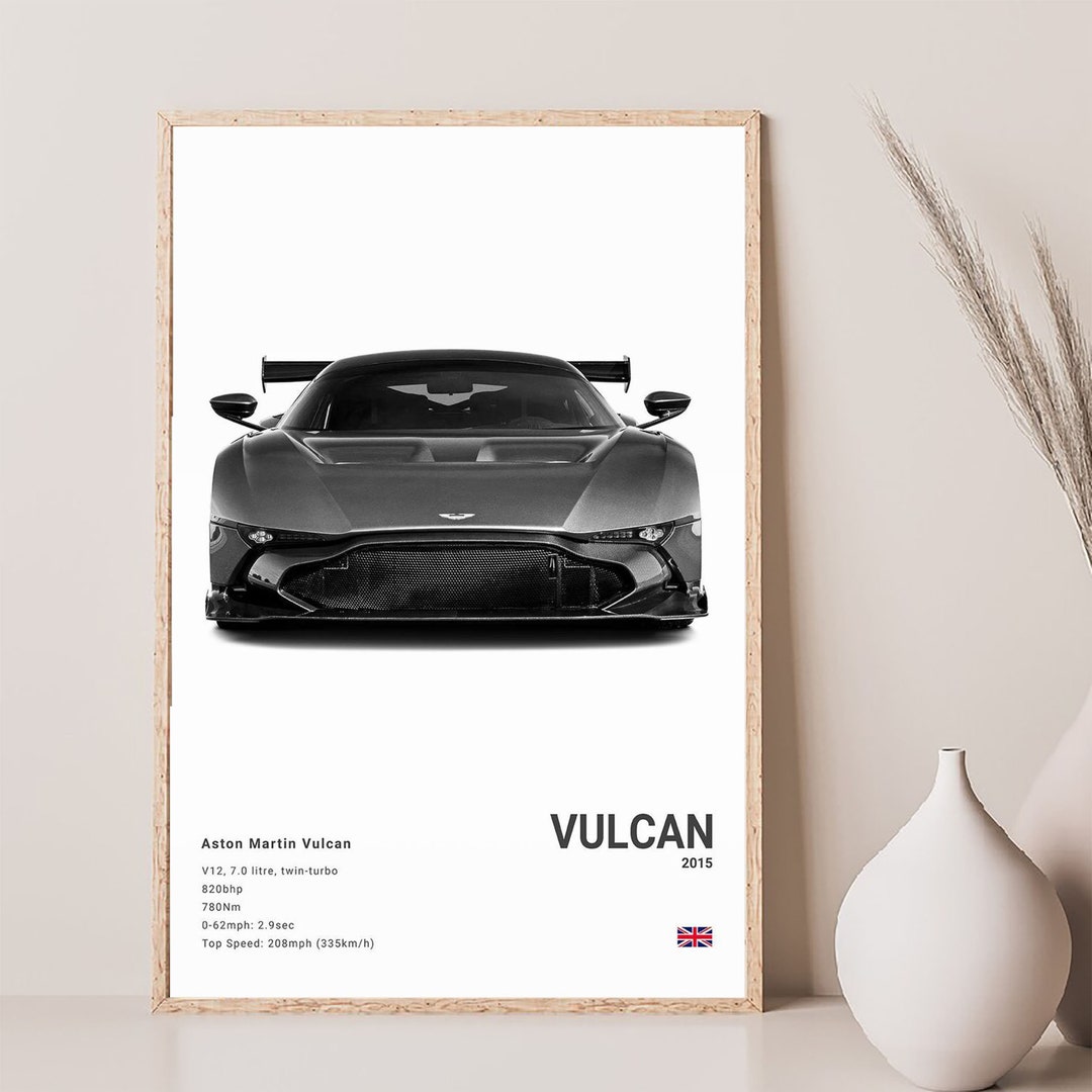 Aston Martin Vulcan Poster, Mid Century Modern Car Poster, Retro ...