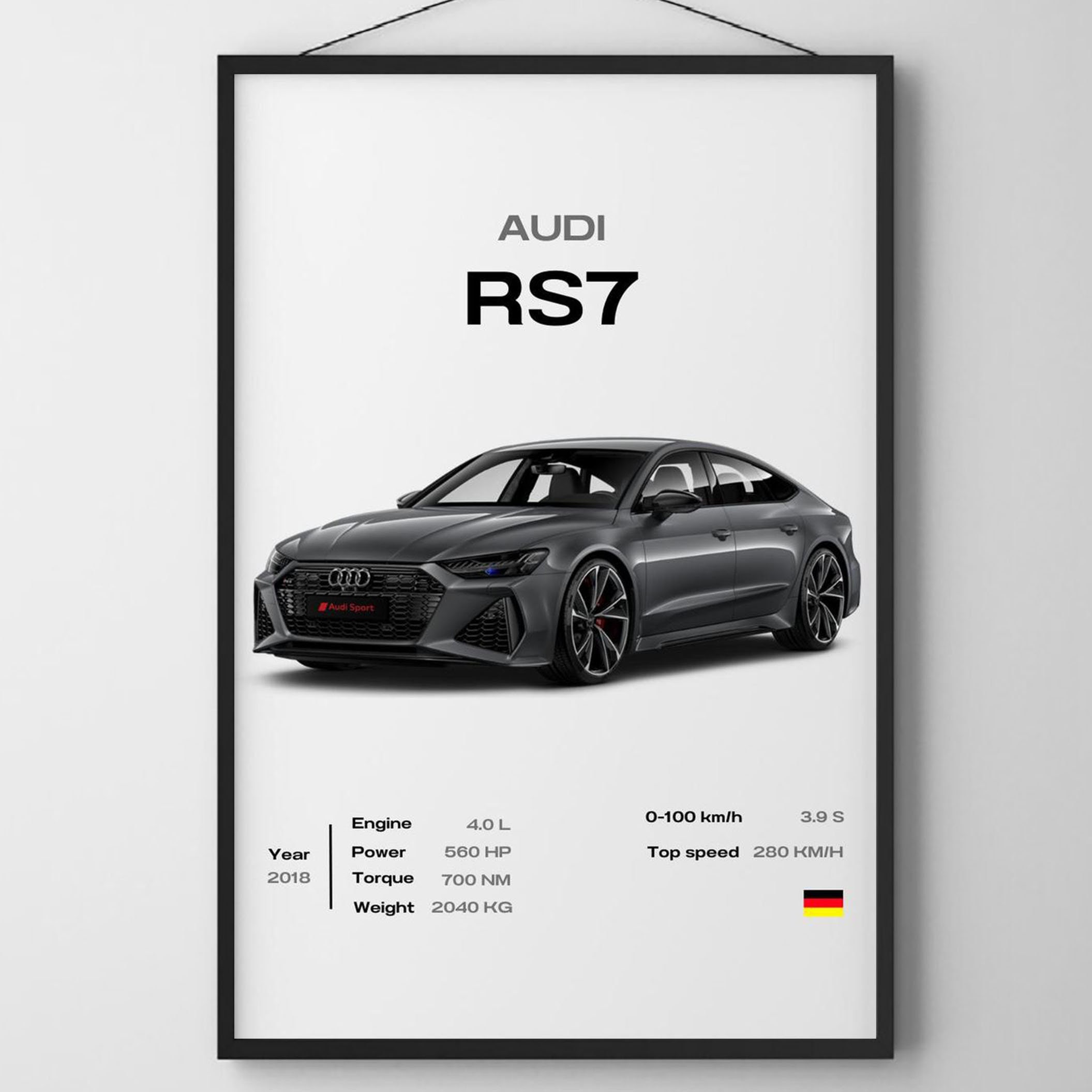 Audi RS7 Poster Mid Century Modern Car Poster Retro - Etsy