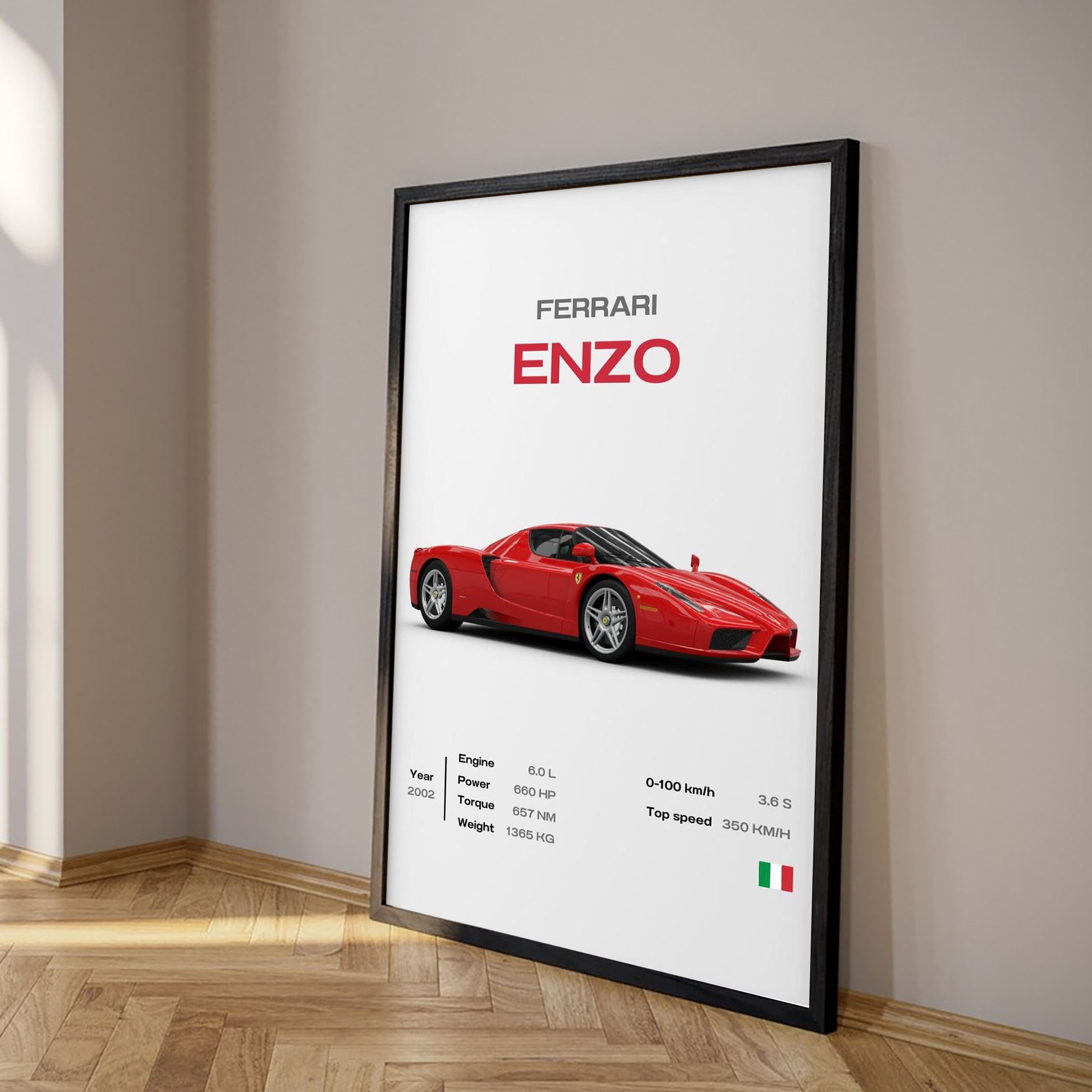 Ferrari Enzo Poster, Mid Century Modern Car Poster, Retro Minimalist ...