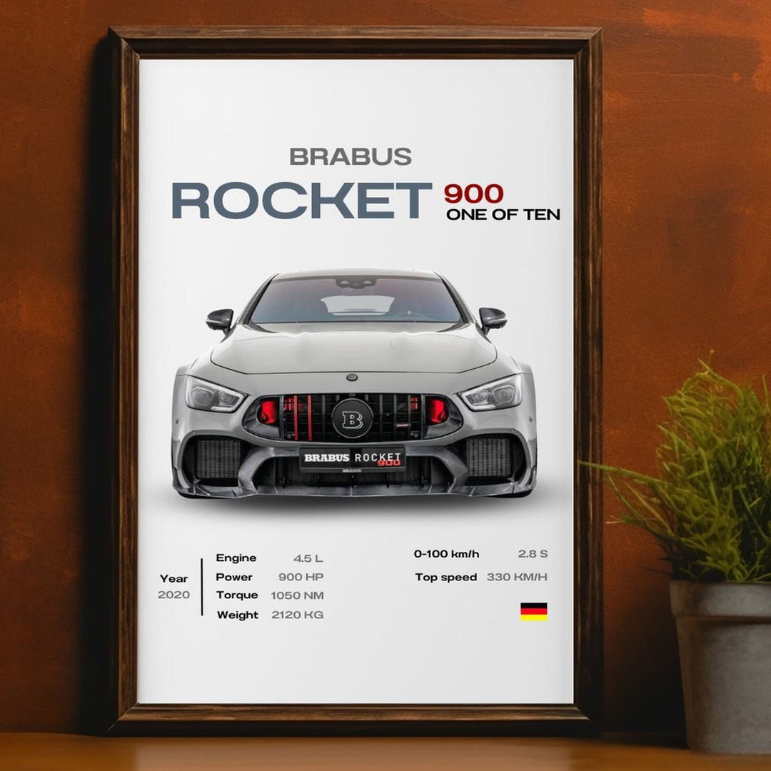 Mercedes Rocket 900 One Of Ten Brabus Poster, Mid Century Modern Car ...