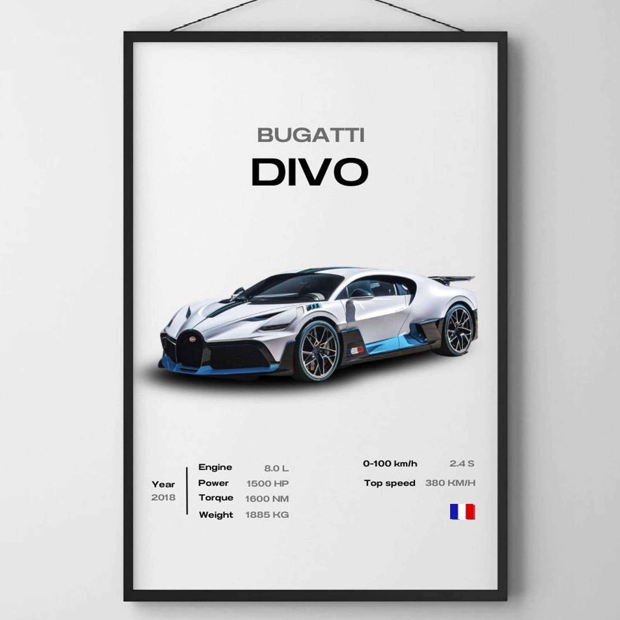 Bugatti Divo Poster Mid Century Modern Car Poster Retro - Etsy